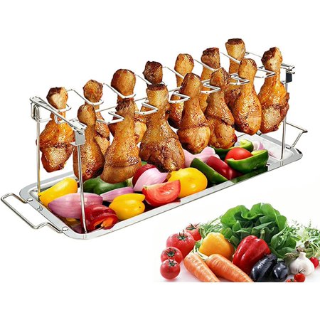 Chicken Leg Wing Grill Rack 14 Slots Stainless Steel Vertical Roaster ...