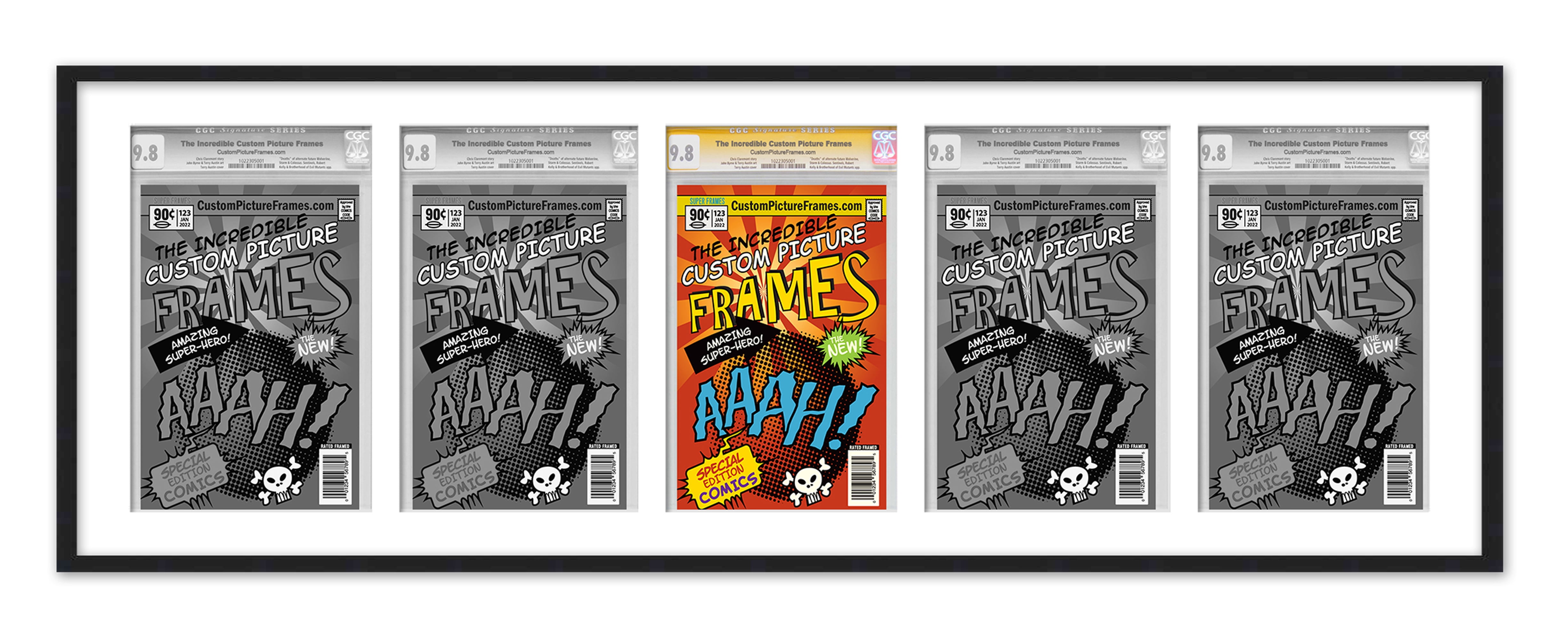 5 Comic Book Frame Black Collage Comic Book Frame with White Mat to ...