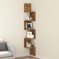 5 Tier Corner Floating Wall Shelf Radial Space Saving Storage Display ...