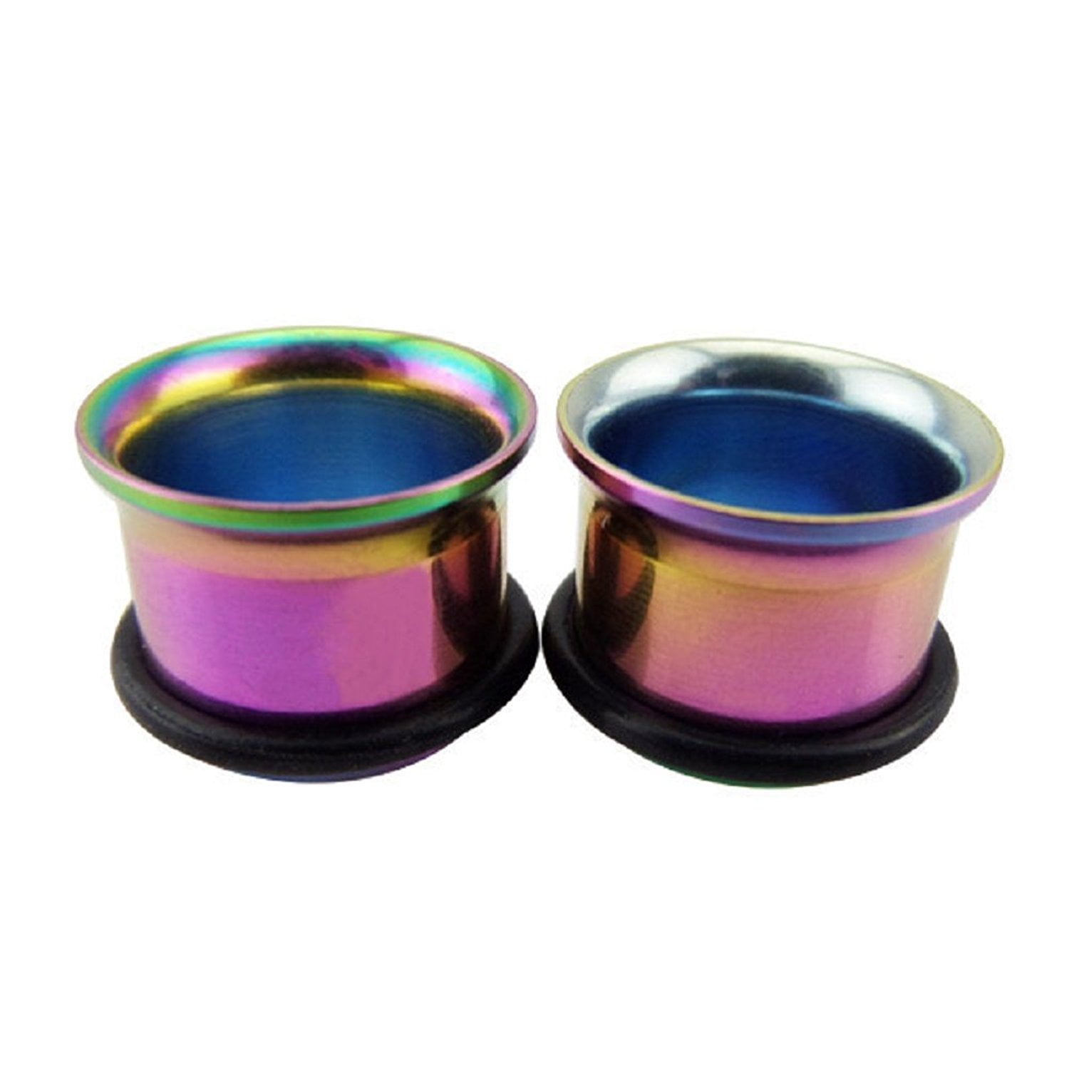 (PL) Rainbow Titanium O-Ring Plugs/Gauges/Tunnels 2 Pieces (1 Pair) (B ...