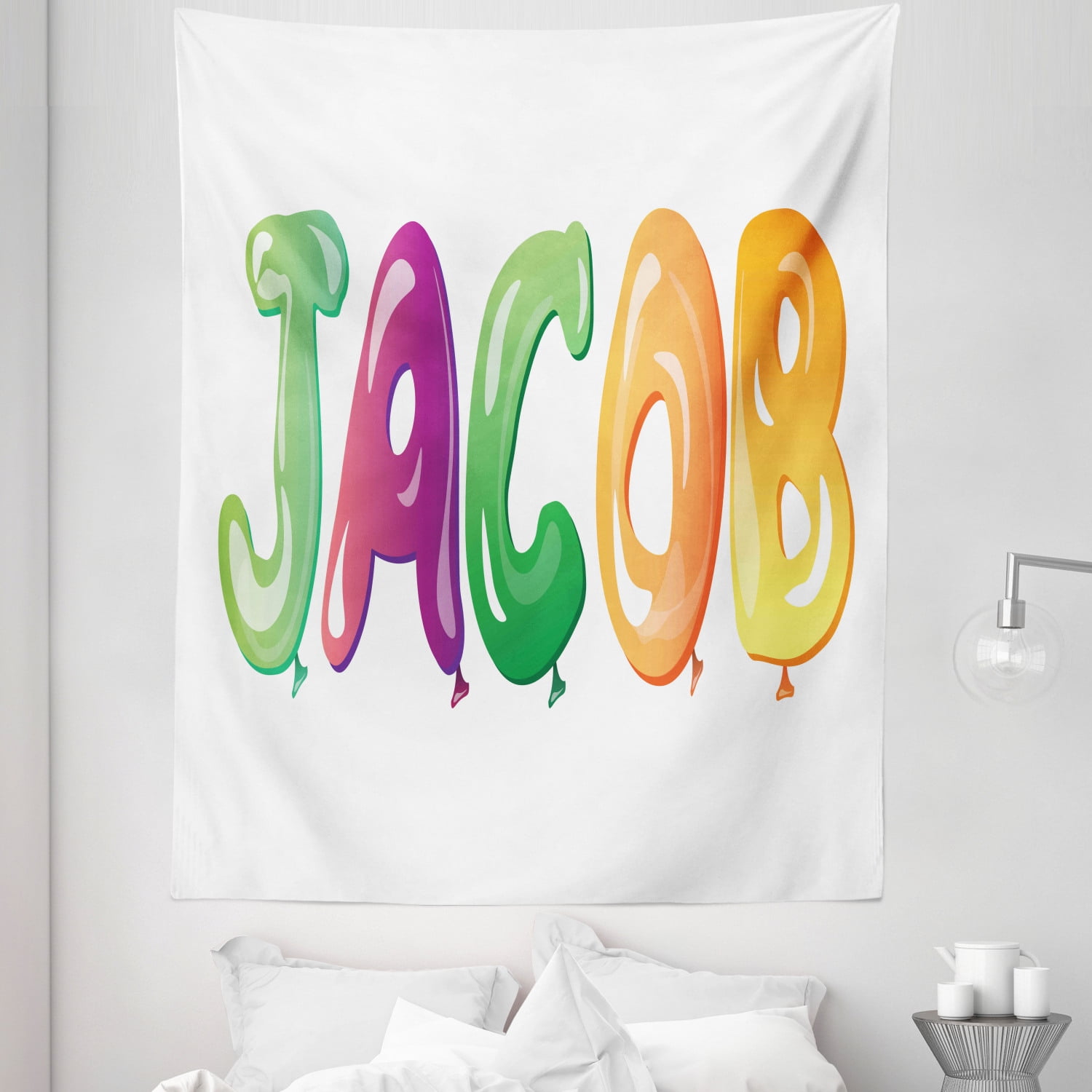 Jacob Tapestry, Balloon Font Design Widespread Traditional Male Name ...