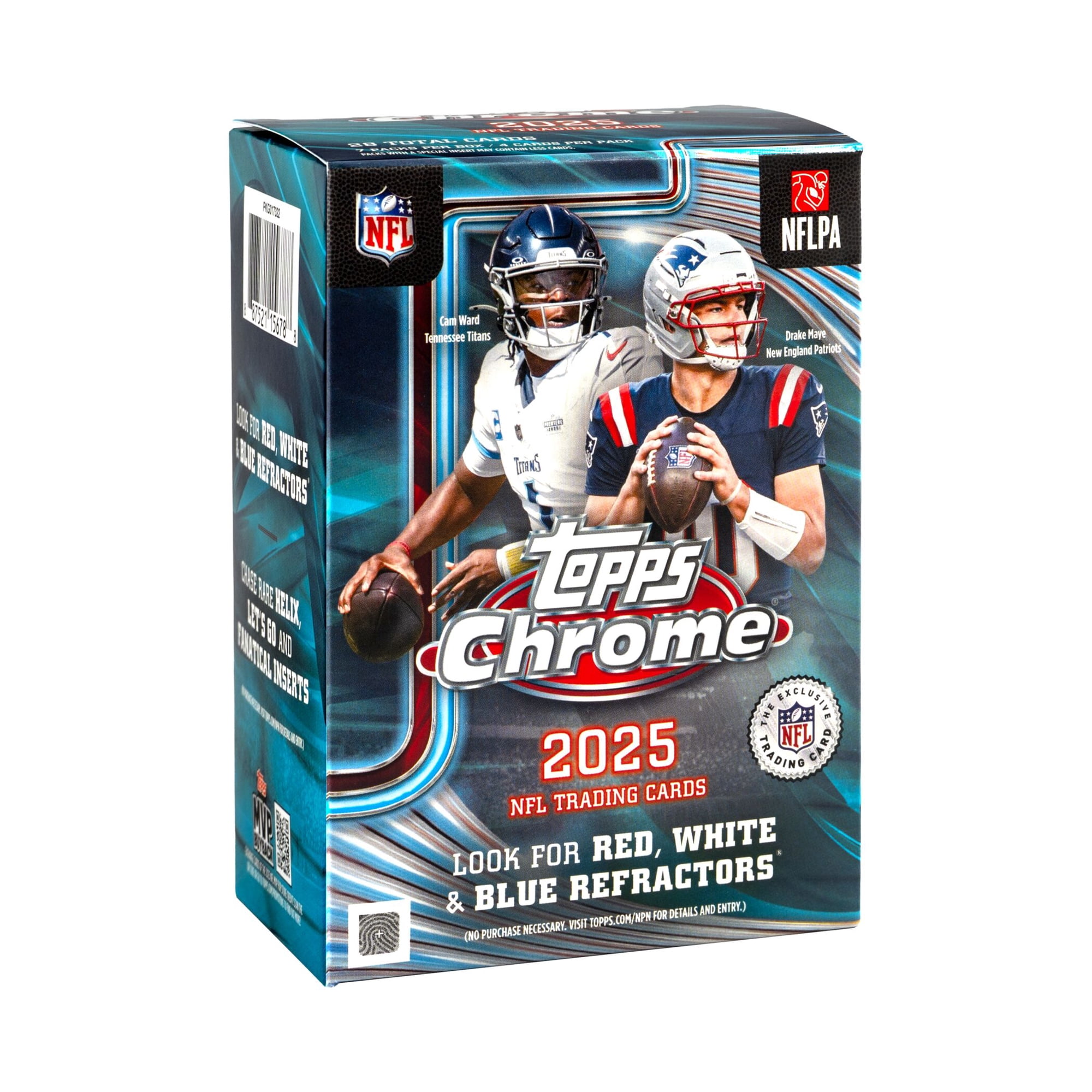 Click here for 2025 Topps Chrome Football Trading Cards Value Box prices