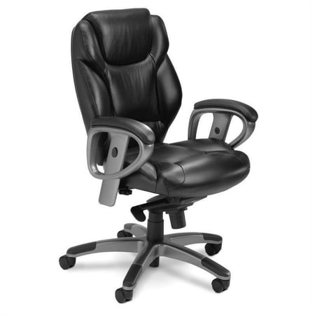 Mayline Ultimo Executive Mid Back Leather Office Chair in Black ...