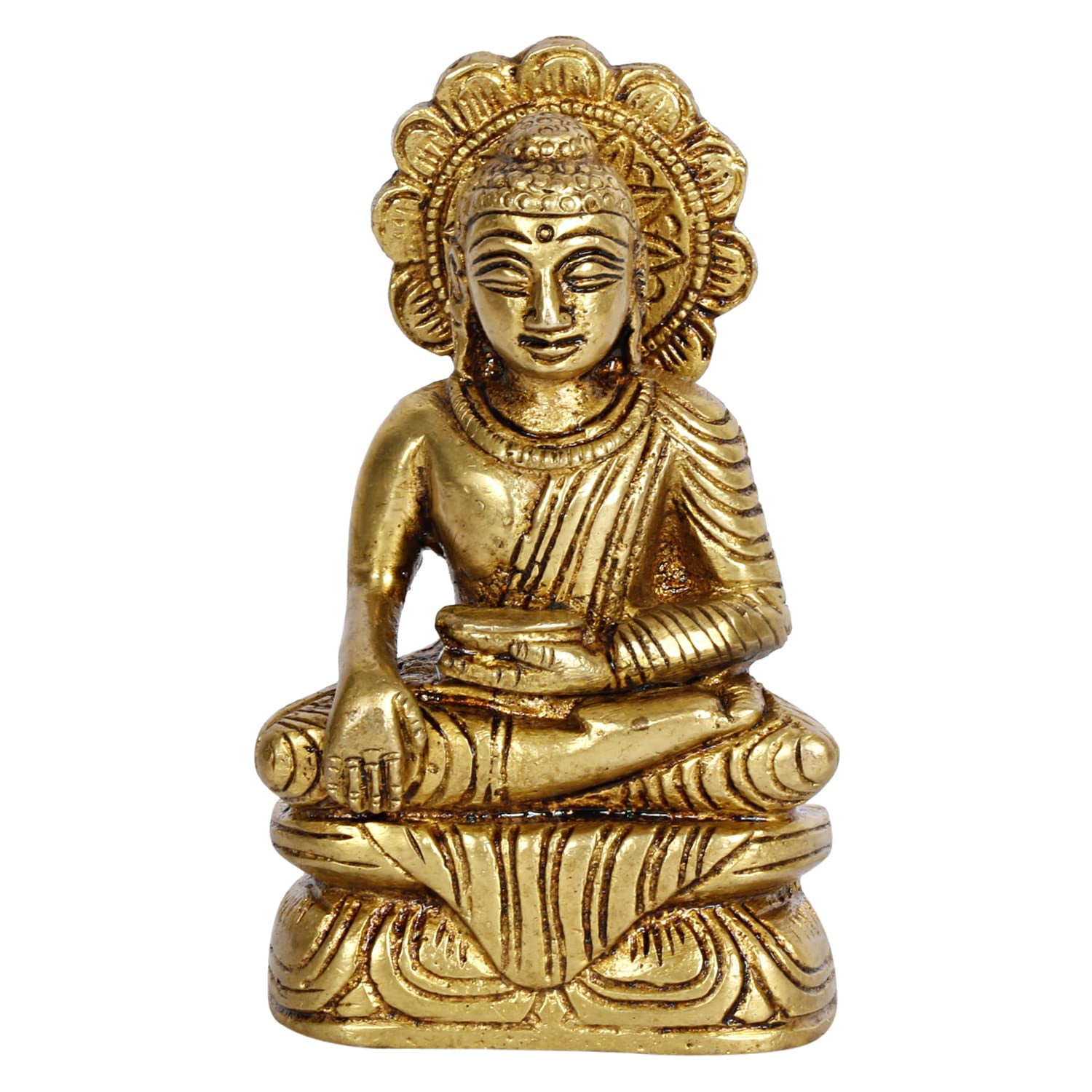 Brass World Brass Buddha Statue Small Buddhism Religious Showpiece ...