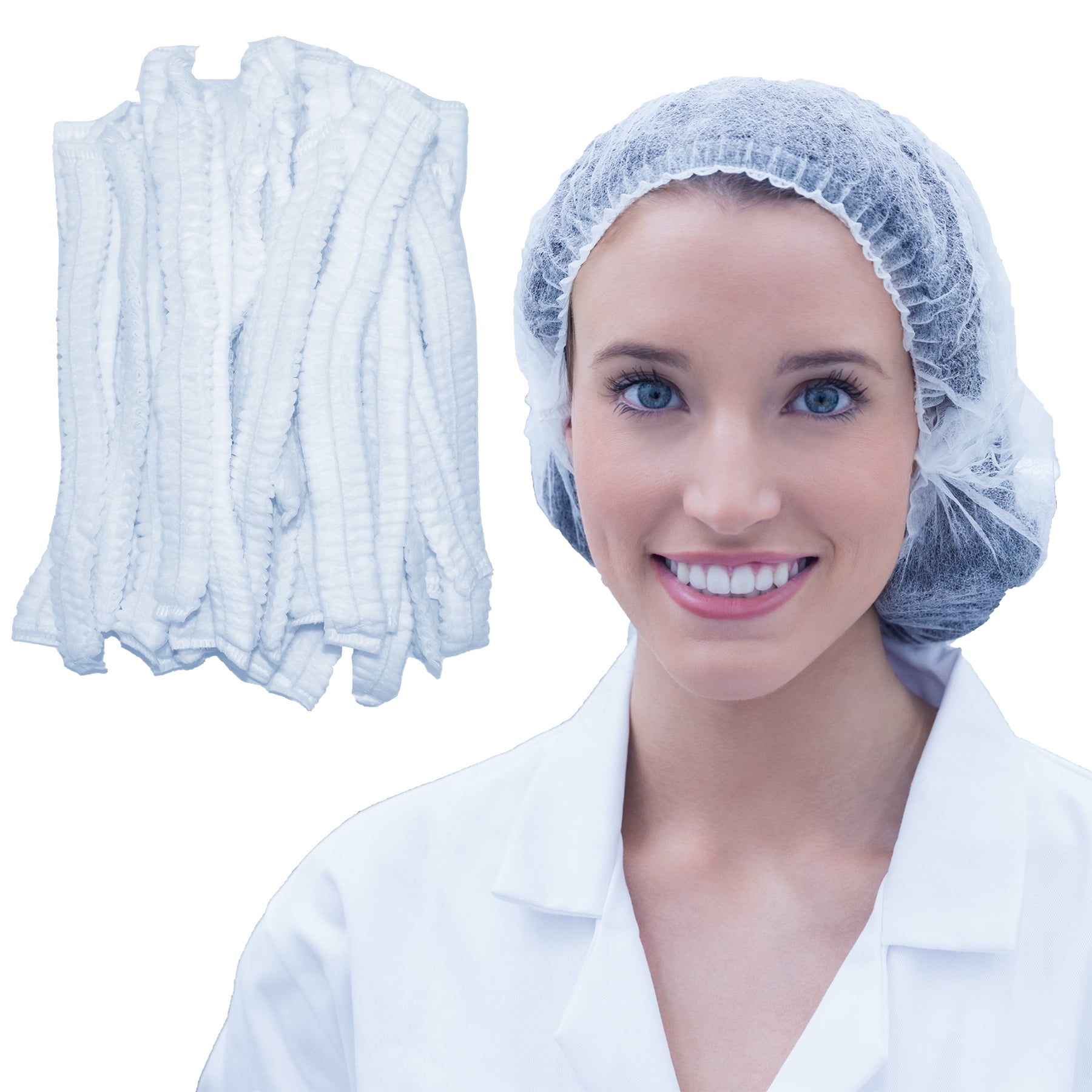 100 Pcs - Pentagon Safety White Disposable Bouffant Hair Nets/Caps ...