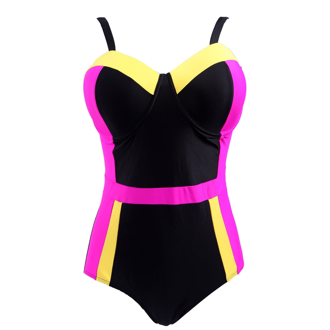 Hde Womens Plus Size Bathing Suit Underwire Bra Halter Top One Piece