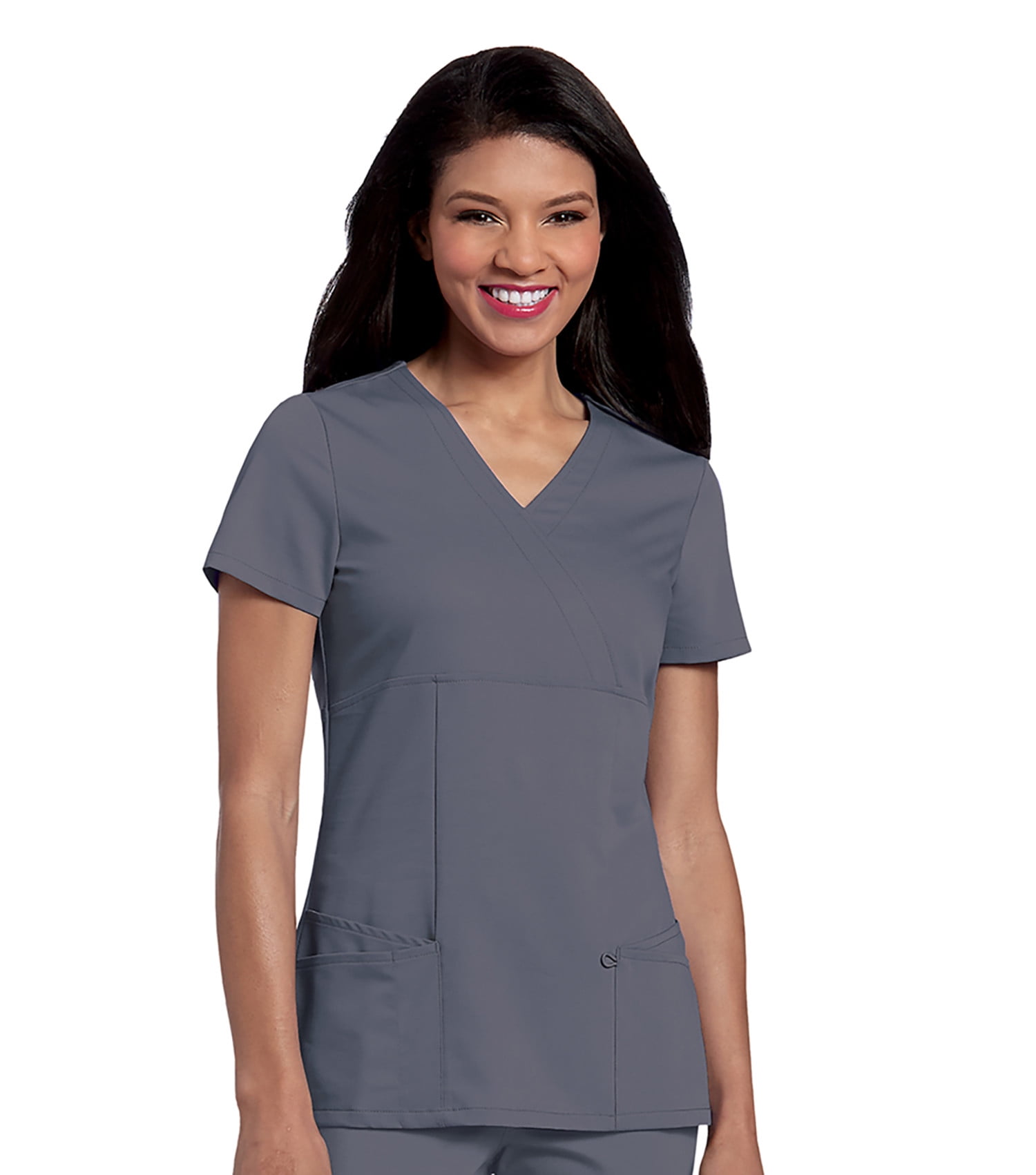 Urbane Ultimate Mock Wrap Top Scrub Top for Women: Modern Tailored Fit ...