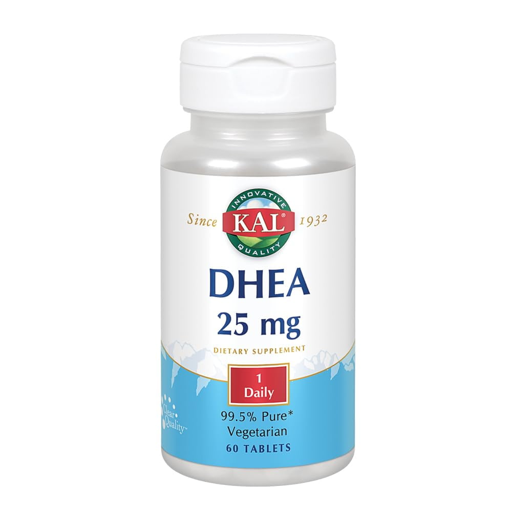 Suplemento KAL DHEA en tabletas vegetarianas de 25 mg, 60 unidades ...