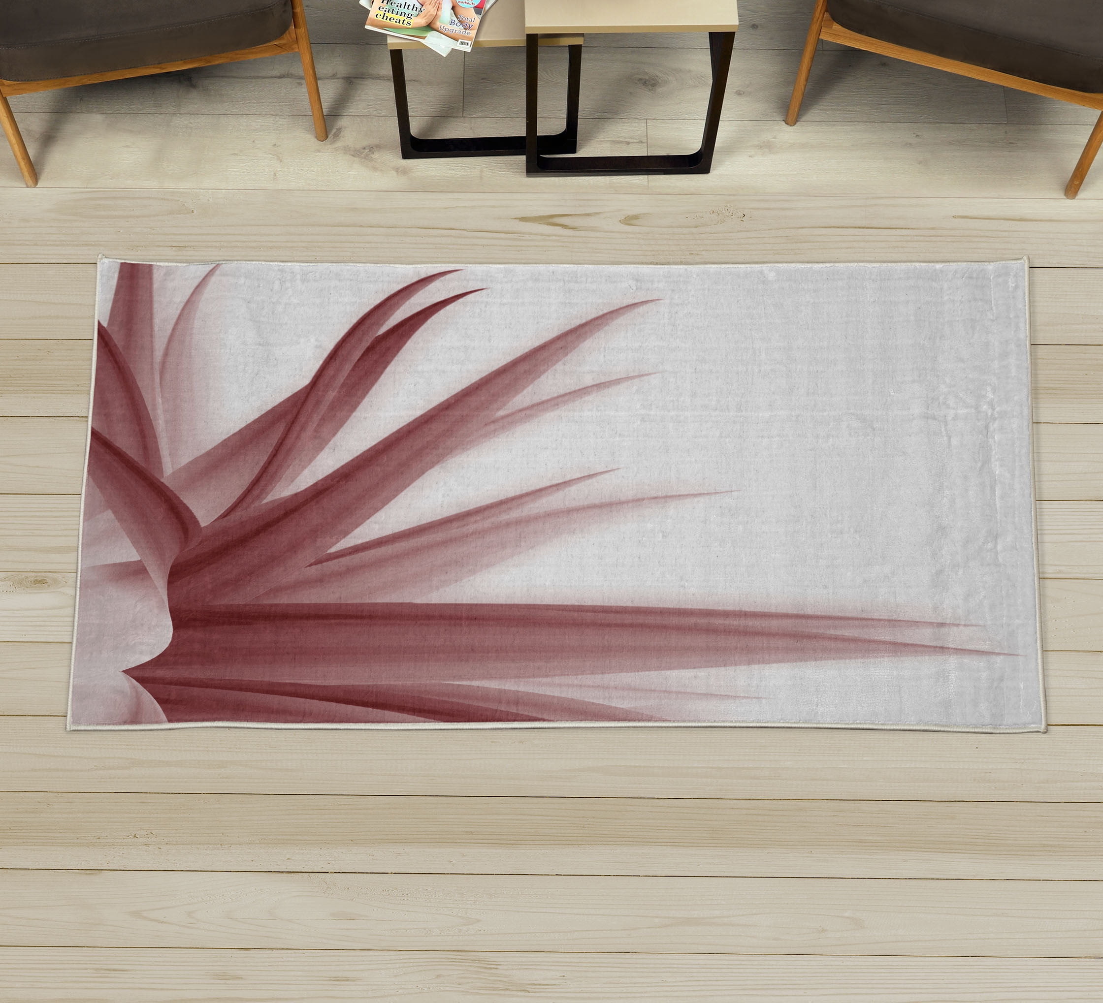 Flower Decorative Rug, Ombre Color Change Style Leaves Water Colored ...