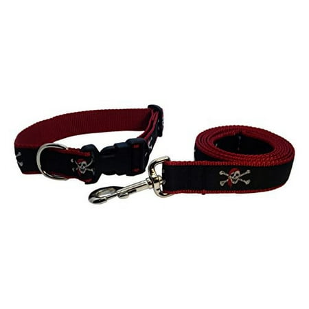 Preston Pirate Dog collar and Leash Set - Skull and crossbones on Black ...