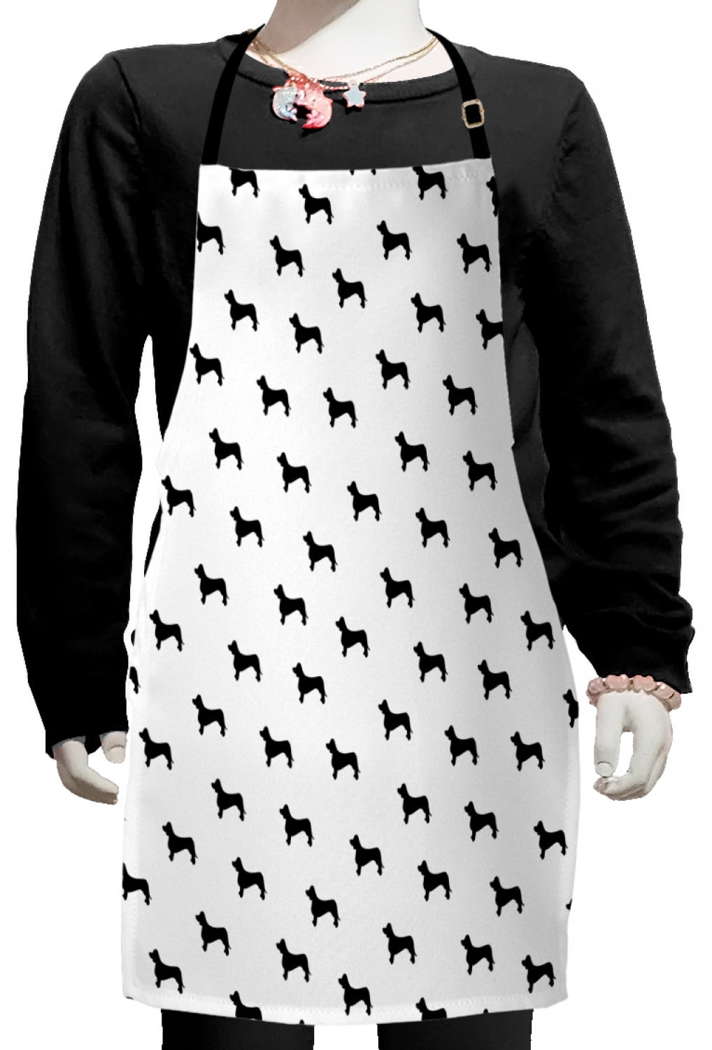 Dog Lover Kids Apron, Monochrome Dachshund Silhouettes Breed Dog ...