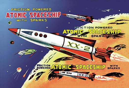 Friction Powered Atomic Spaceship with Sparks Fine art canvas print (20 ...