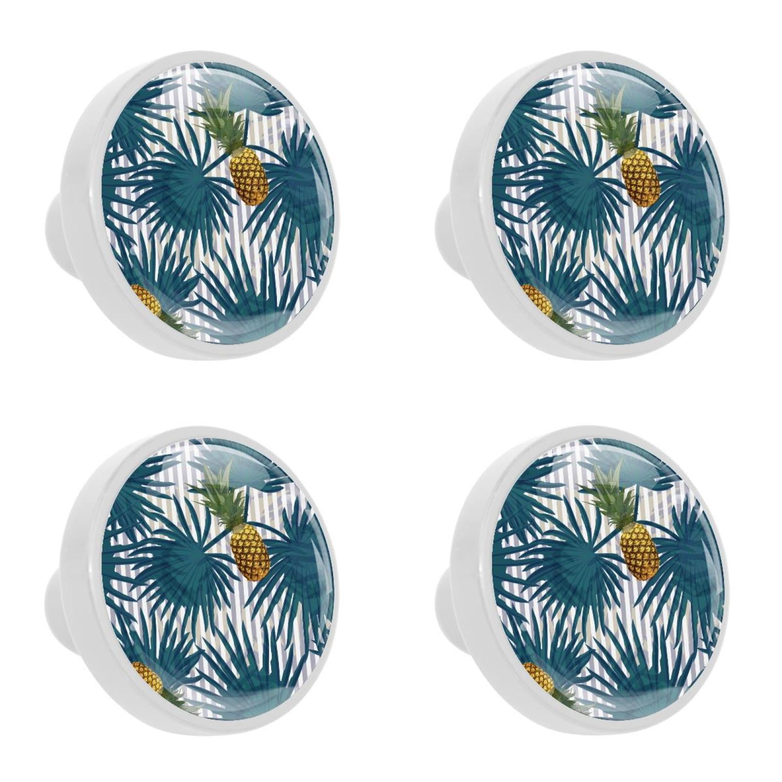 4 Pcs Watercolor Tropical Floral Knobs for Kitchen Cabinet Cupboard ...
