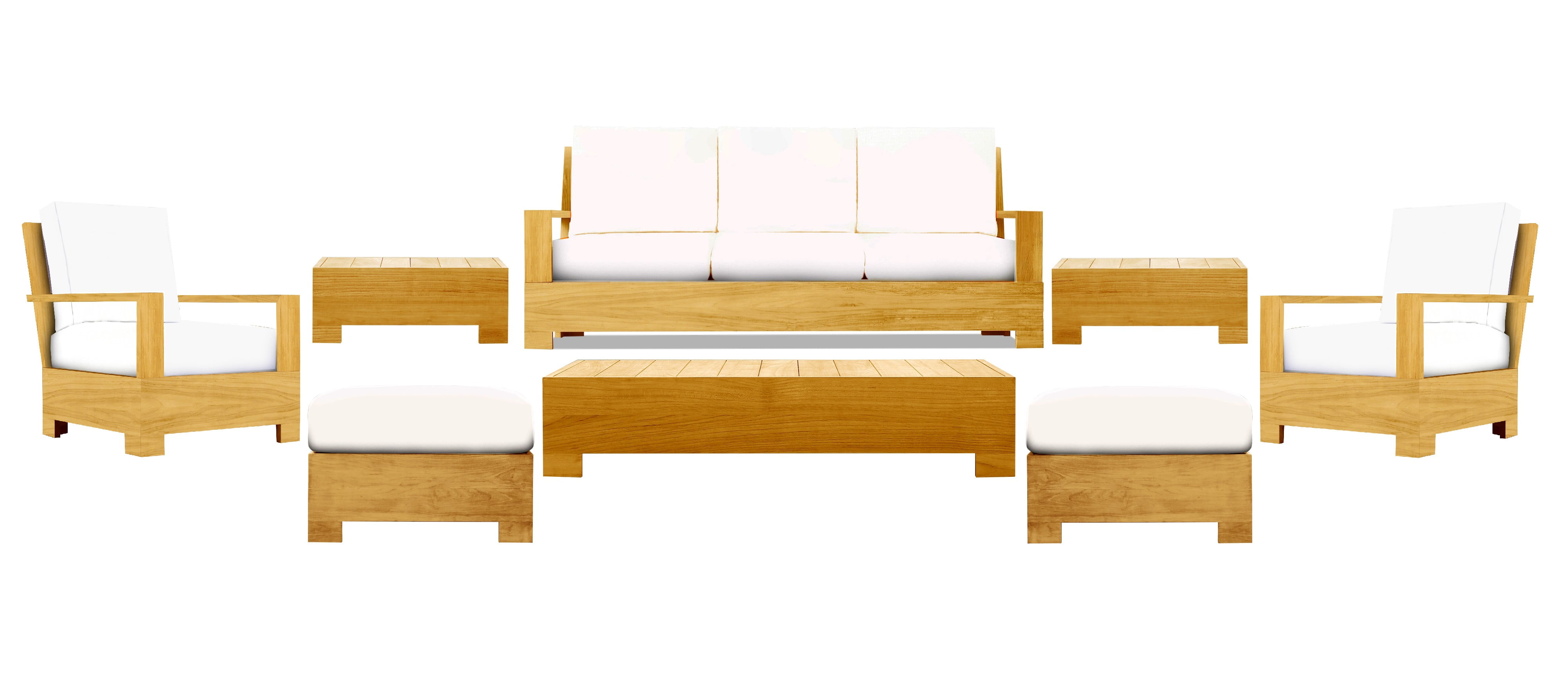 Leveb 8 Pc Sofa Set: Sofa, 2 Lounge Chairs, 2 Ottomans, Coffee Table ...