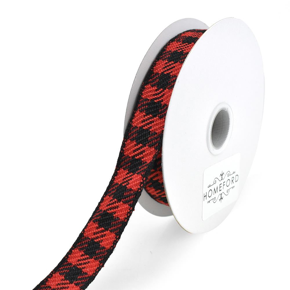Christmas Woven Buffalo Plaid Ribbon, Red/Black, 7/8-Inch, 10-Yard ...