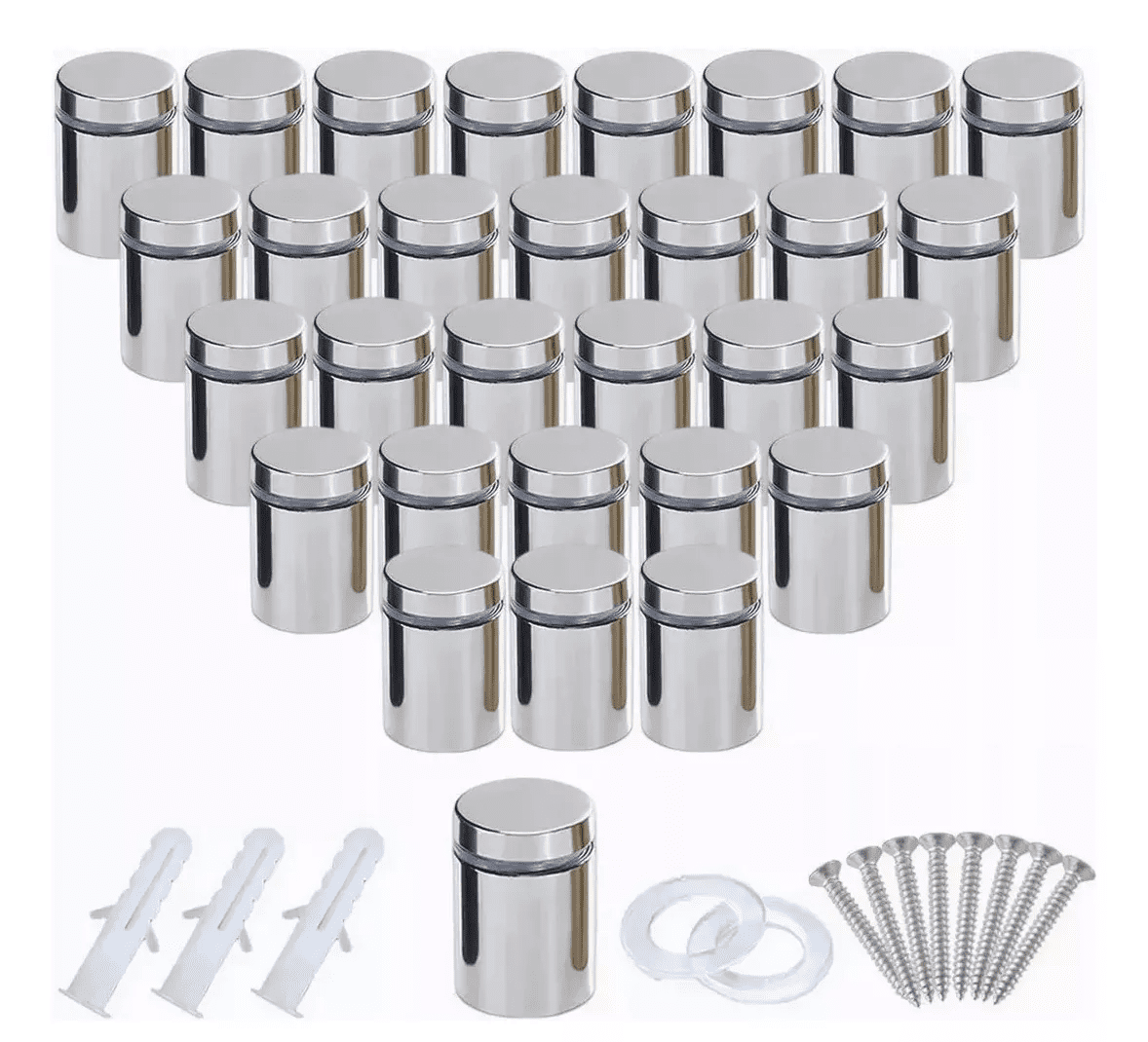 Chapetones De 19x25mm Para Montaje De Herrajes Vidrio,30 Pzs PLATA ...