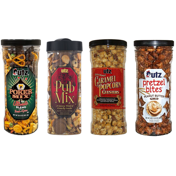 Utz Peanut Butter Pretzel Bites, Poker Mix, Pub Mix & Gourmet Caramel ...