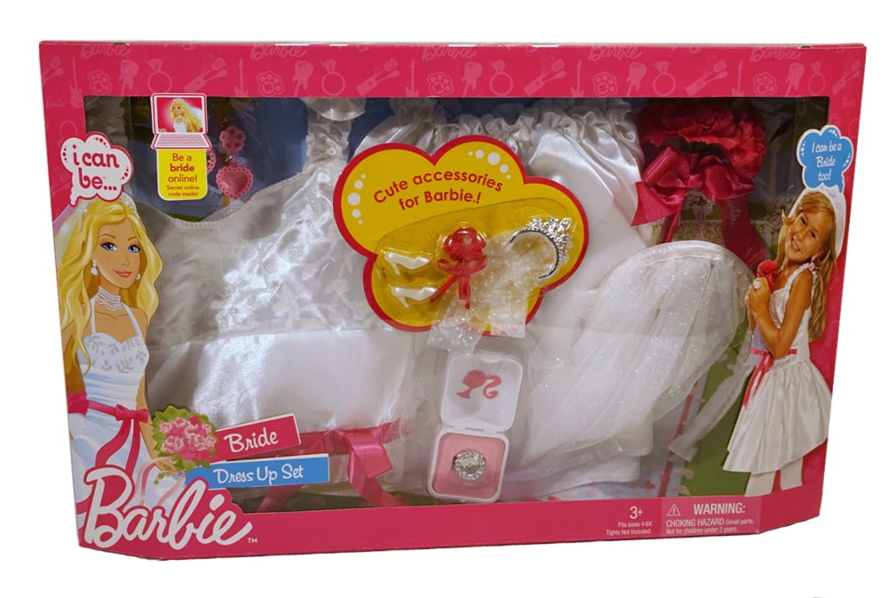Barbie Bride Dress Up Wedding Set - Contains Top, Skirt, Veil, Ring ...