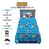 Sonic the Hedgehog Kids Twin Sheet Set, Gaming Bedding, Blue, Sega ...