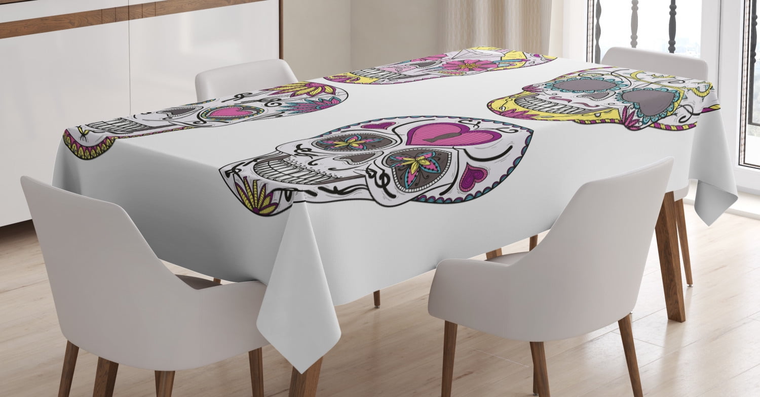 Ambesonne Sugar Skull Tablecloth Rectangular Table Cover, Mexican ...