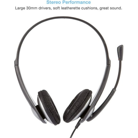 Cyber Acoustics Stereo Headset and Boom Mic with PC Y-Adapter (AC-204),Black | Walmart Canada