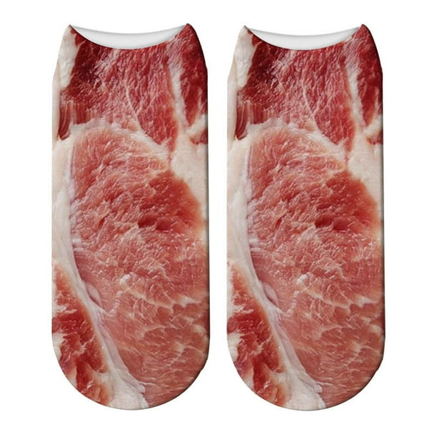 3d Digital Printing Meat Socks 3 Pair Beef Pork Short Sock Funny Simulation Socks Unisex For Men ...