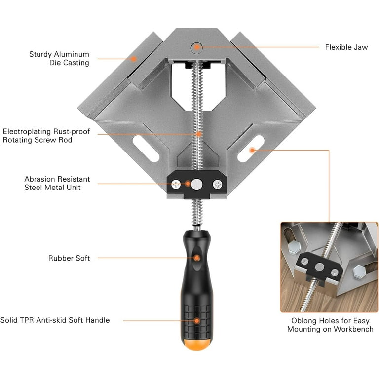 90 Degree Clamp 90° Corner Clamps 4Pcs, Spring-Loaded Right Angle Clamp ...