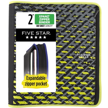 "Five Star 2"" Carry Zip Sewn Zipper Binder with Expansion Panel in ...