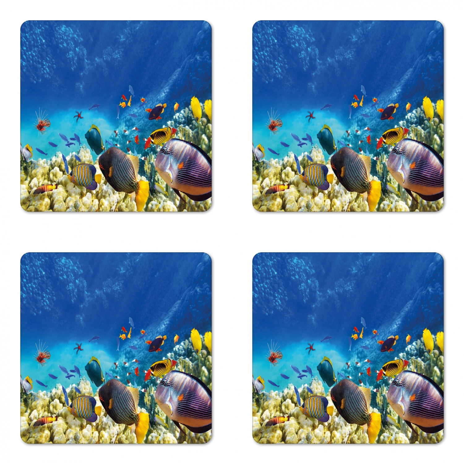 Fish Coaster Set of 4, Fairy Underwater with Fish and Source of Oxygen ...