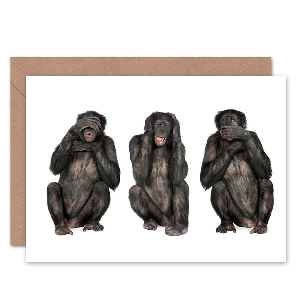 See Hear Speak No Evil Greetings Card Plus Envelope Blank inside ...