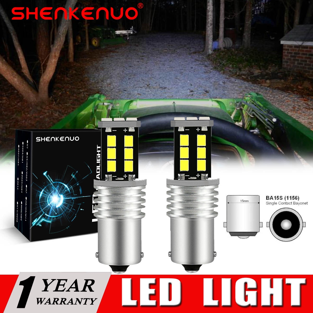 SHENKENUO For Riding Lawn Mower Garden Tractor Snow 12 volt 2X Bright ...