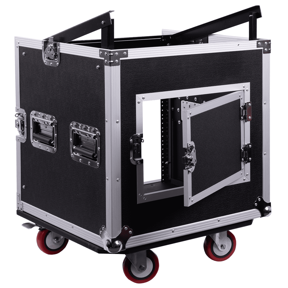 Sound Town 10-Space PA/DJ Pro Audio Rack/Road Case with Slant Mixer Top ...