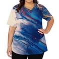 Stralyhd Womens Scrubs Short Sleeve V Neck Modern Ink Brush Abstract ...