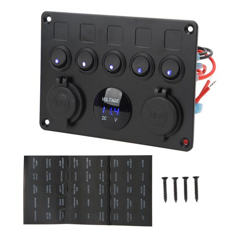 Waterproof Rocker Switch Panel,5 Gang Switch Panel On Off Switch Panel ...