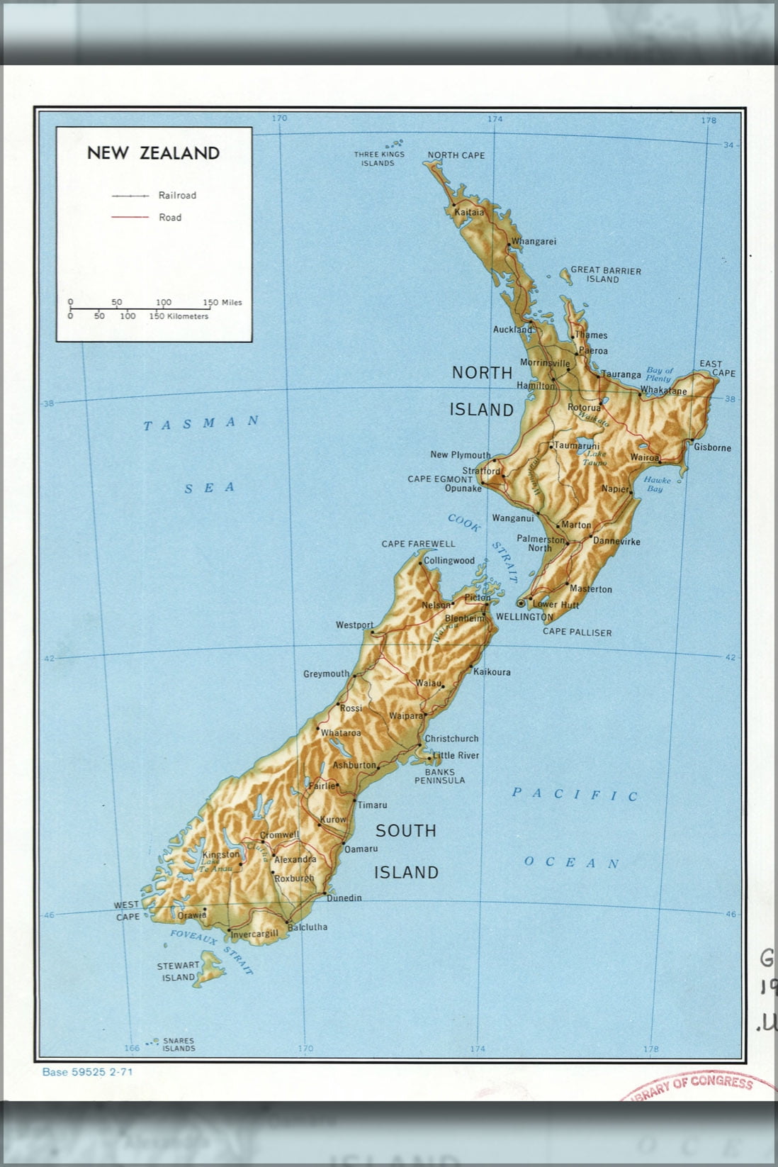 24"x36" Gallery Poster, cia map of New Zealand 1971 - Walmart.com
