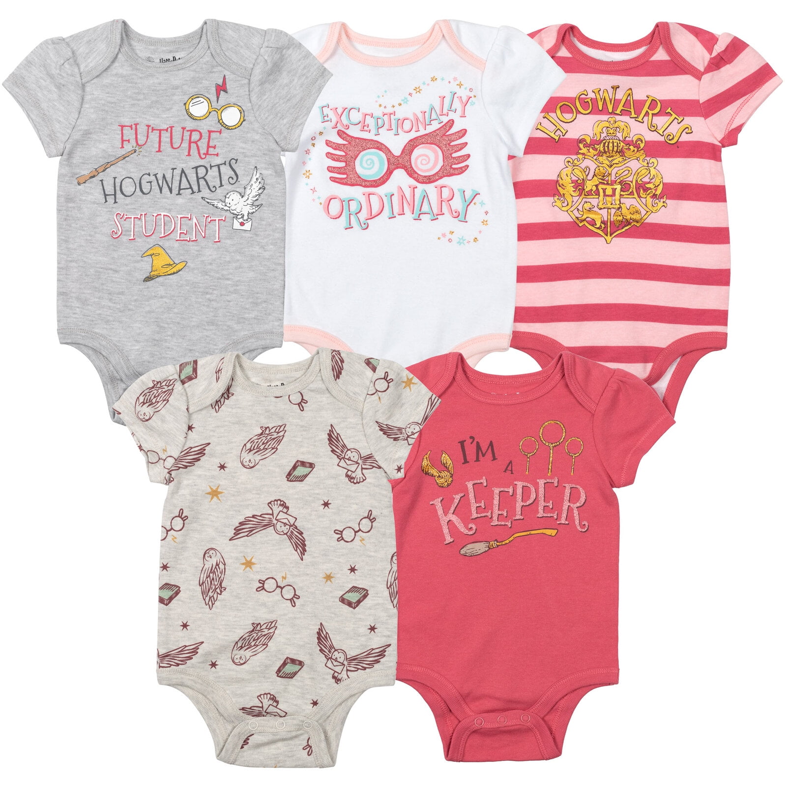 Harry Potter Newborn Baby Girls 5 Pack Bodysuits Newborn to Infant ...