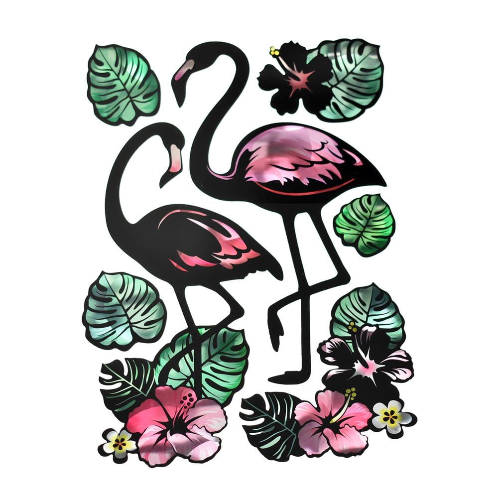 Holographic Removable Tropical Flamingo Wall Art Stickers, 7-Piece ...