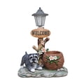 Schnauzer Dog Solar Planter Statue with LED Light, Resin Outdoor Decor ...