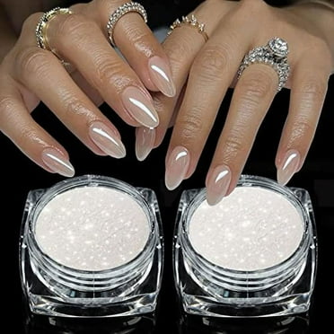 Firstfly White Pearl Chrome Nail Powder, High Pigment Mirror Effect ...