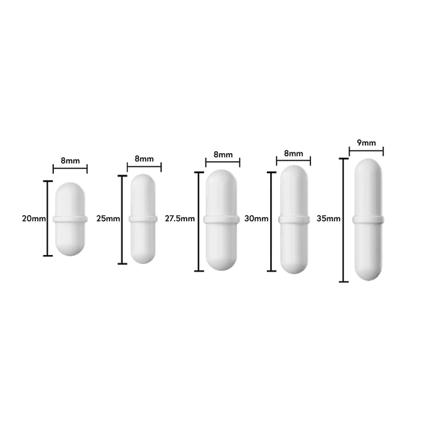 Multi size magnetic teflon coated stir spin bar set - 5 piece white ...