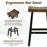 Gymax 29'' Bar Stool Set of 4 Bar Height Solid Wood Curved Saddle Seat ...