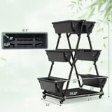 Gymax 3-tier Vertical Garden Planter Box w/ Lockable Wheels Drainage ...