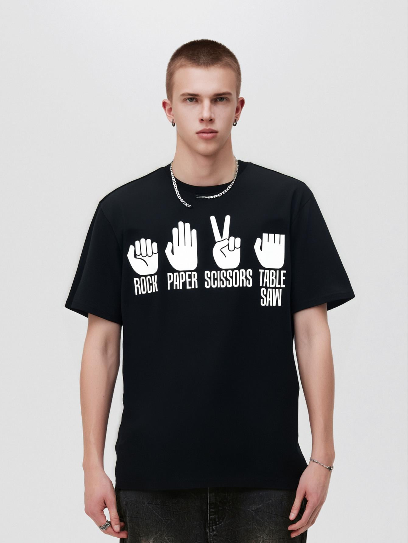 Men's Cotton T-Shirt with Rock Paper Scissors Design - Perfect for ...