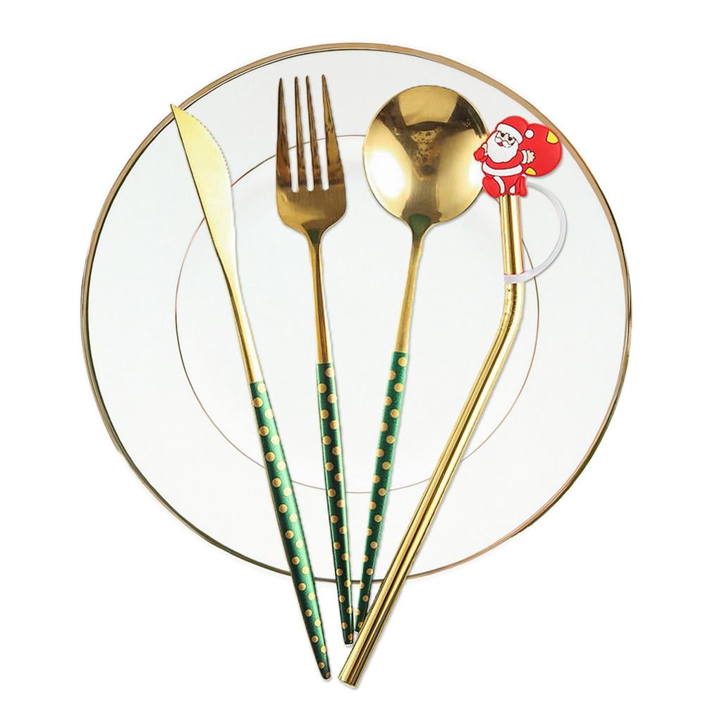 Christmas Flatware Set | 4 Pieces Stainless Steel Forks Spoons and ...