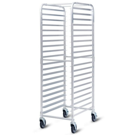 Costway 20 Sheet Alu. Bun Pan Bakery Rack Rolling Kitchen Commercial 26 ...