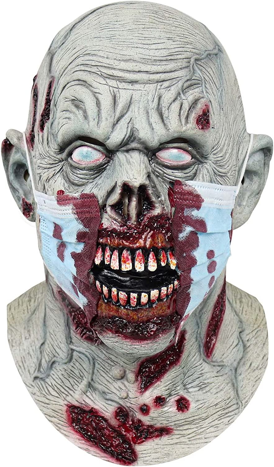 Zombie Mask Halloween Cosplay Scary Horror Mask Creepy Bloody Full Head ...