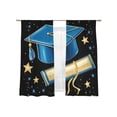 Blue Graduation Cap Diploma Chiffon Sheer Curtains 63 Inches Long Gold ...