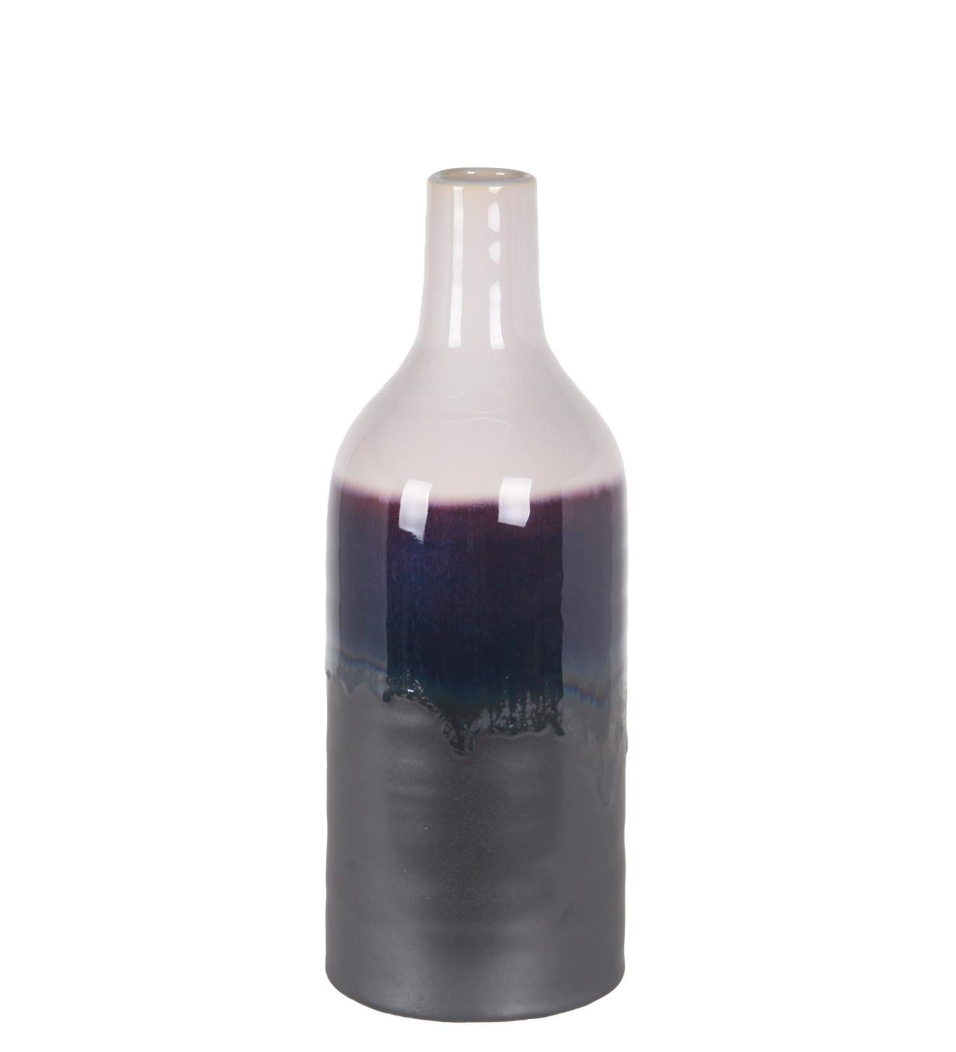 Privilege Medium Blue Drip Decorative Ceramic Vase 78227 - Walmart.com