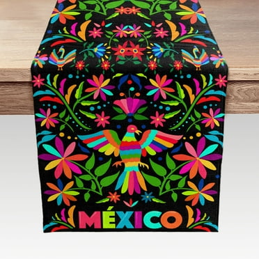 Mexican Fiesta Linen Table Runner (13"x72"), Cinco De Mayo, Dia De Los ...