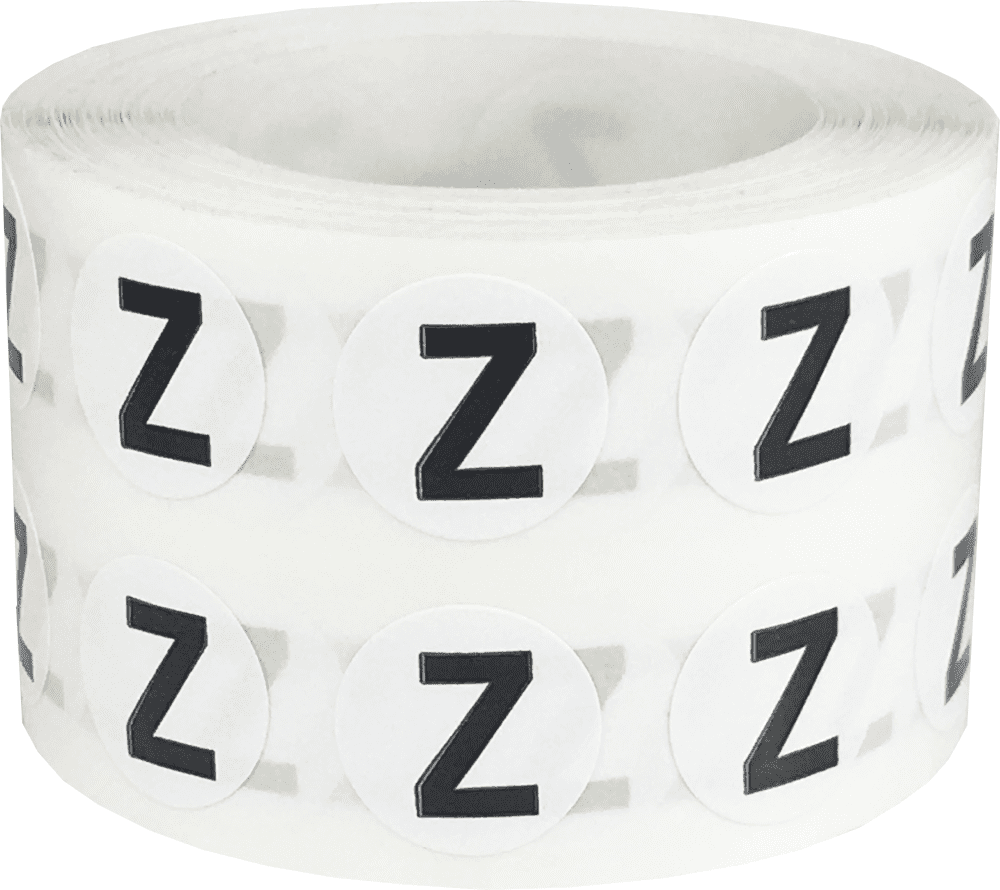 Letter Z Inventory Labels .5 Inch Round Circle Dots 1,000 Adhesive ...